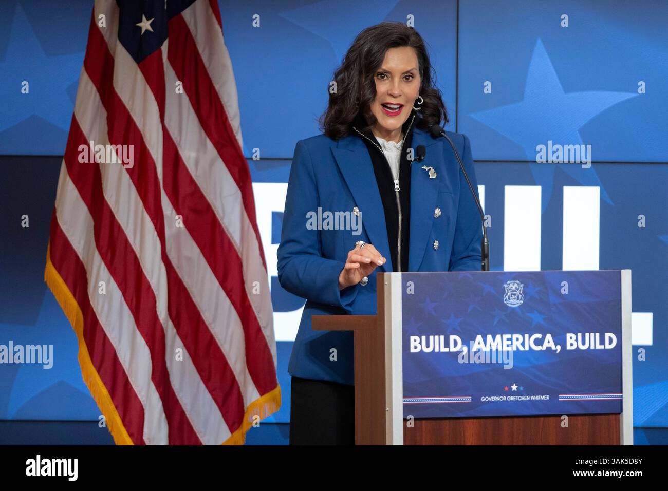 FILE - Michigan Gov. Gretchen Whitmer gives a policy speech at an event ...