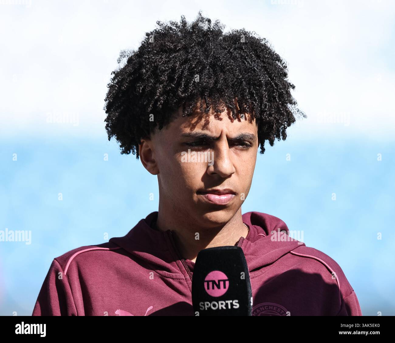 Manchester, UK. 12th Apr, 2025. Rico Lewis of Manchester City in a pre ...