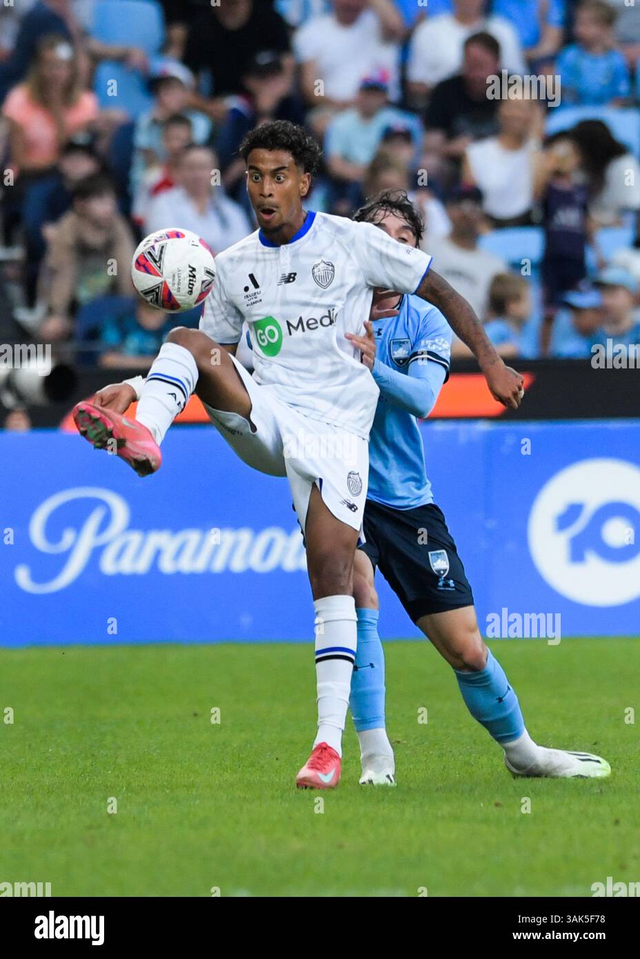 Marlee Jean François Diop (L) of Auckland FC and Zachary Payne De Jesus ...