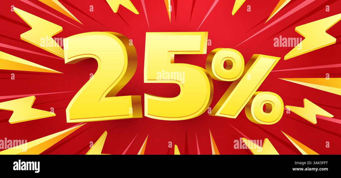 25 percent Off. 3d number 25. Sale banner. Vector illustration Stock ...
