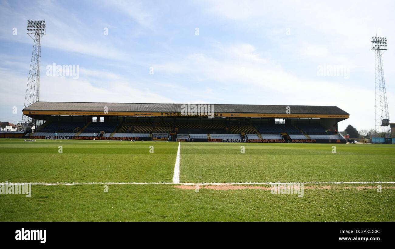 Cambridge, England. 12th Apr 2025. A general view of the Abbey Stadium ...