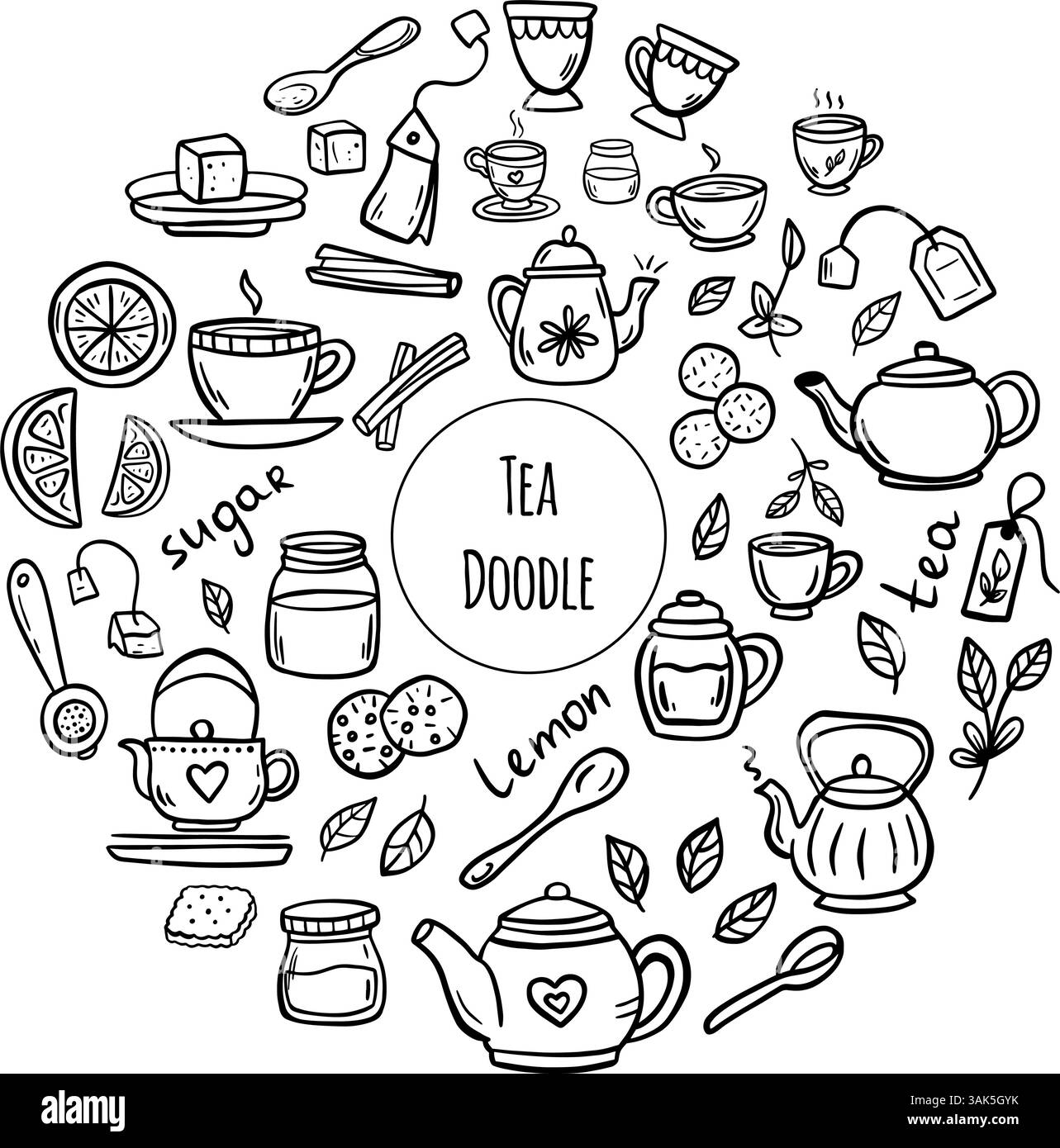 Doodle Tea Time Illustrations A Unique Collection Featuring Various ...