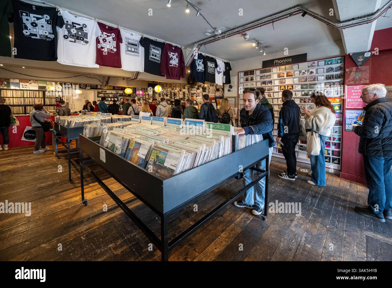 London, UK. 12 April 2025. Customers queue for purchases inside Phonica ...