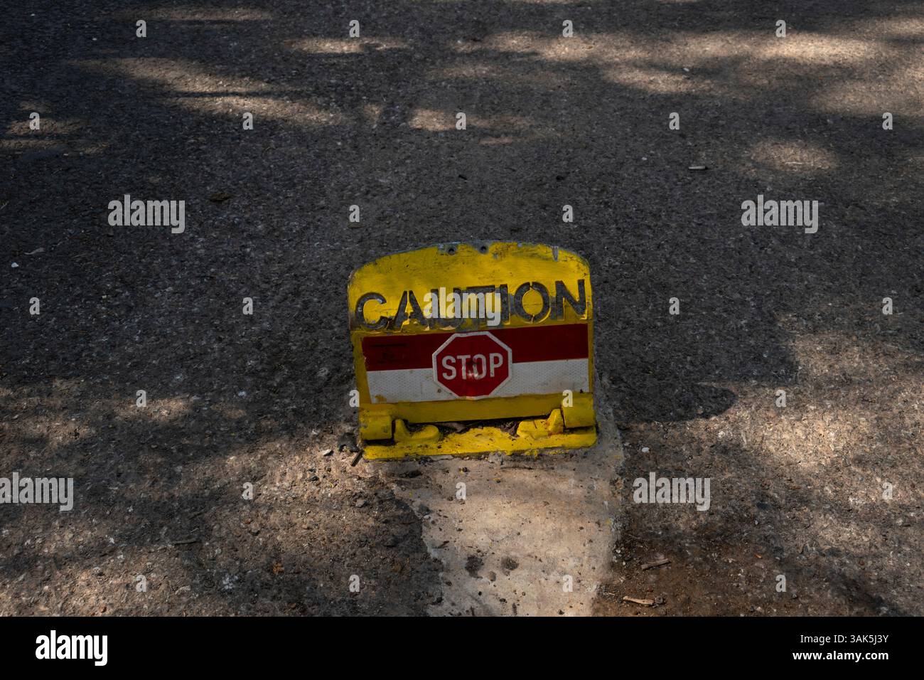 Stop sign on the road, caution sign, stop sign Stock Photo - Alamy