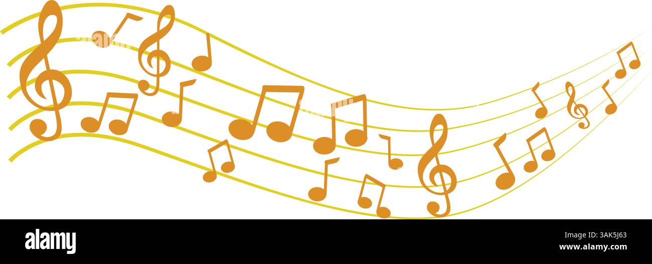 Music notes wave, Curve musical signs, sound wave line symbol, acoustic ...