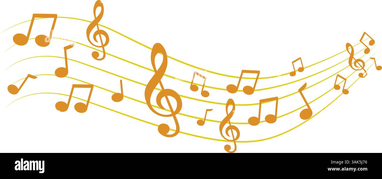 Music notes wave, Curve musical signs, sound wave line symbol, acoustic ...