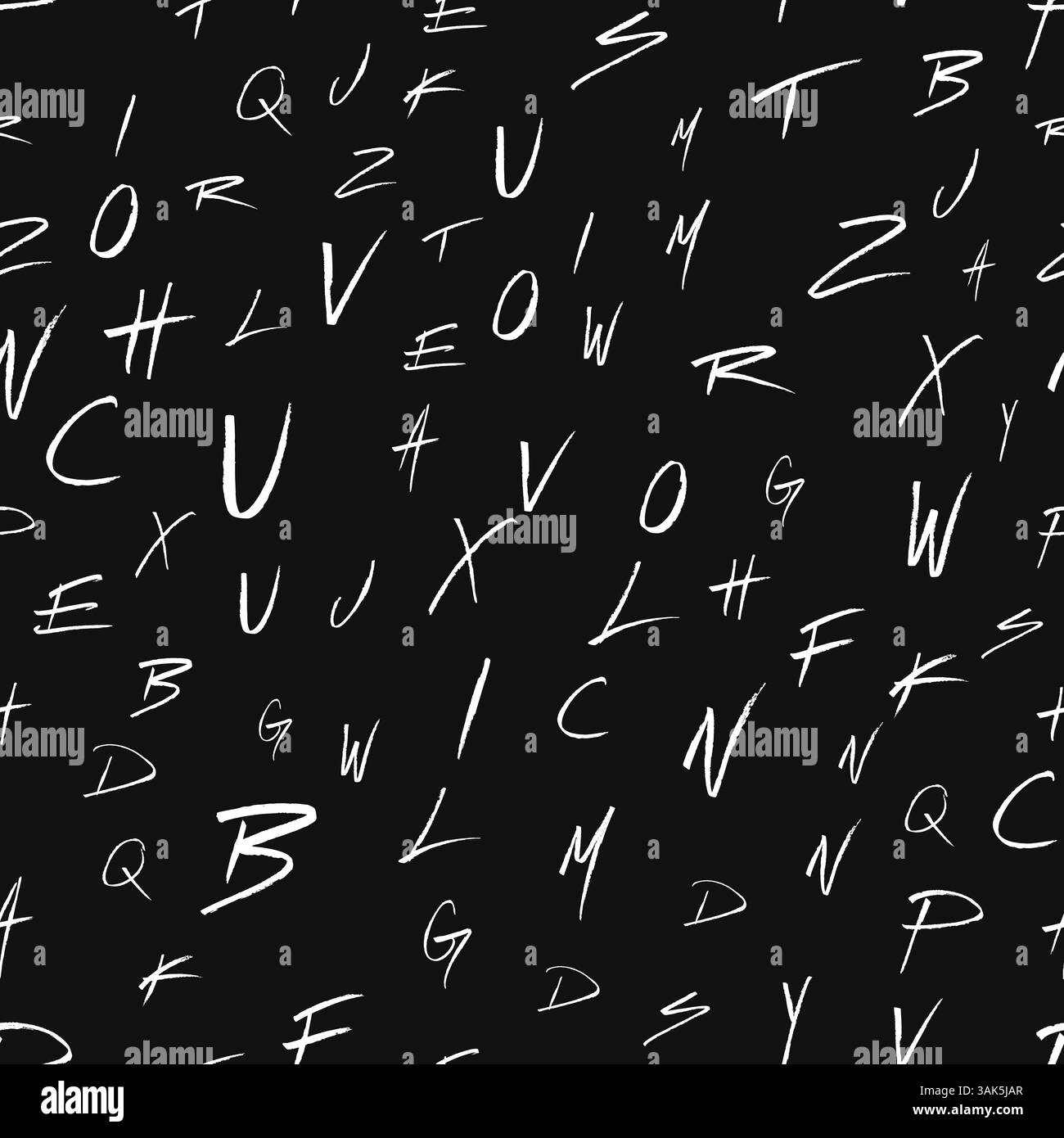 Seamless abstract alphabets pattern on black and white vector ...