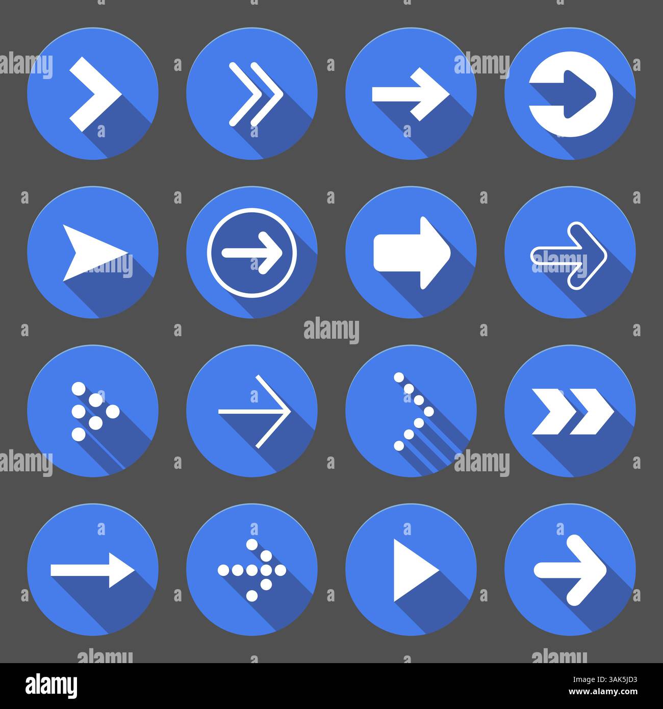 Blue round arrow pointer icons, cursor collection set Stock Vector ...