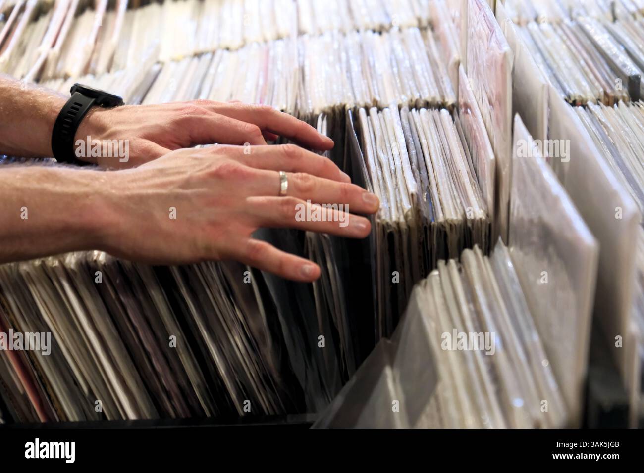 Soho, London, UK. People queue and browse at Record Store Day 2025 in ...