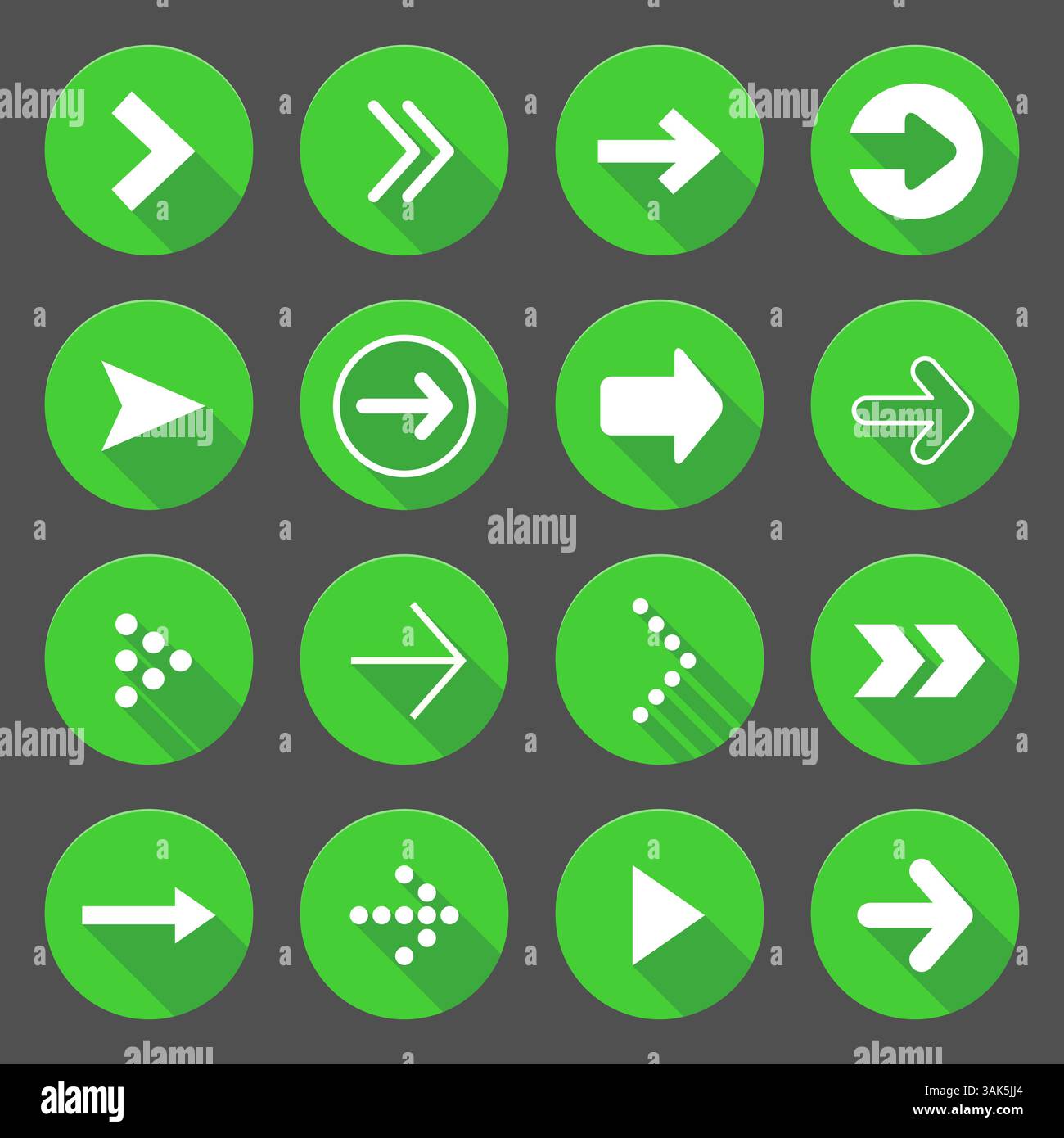 Green round arrow pointer icons cursor collection set Stock Vector ...