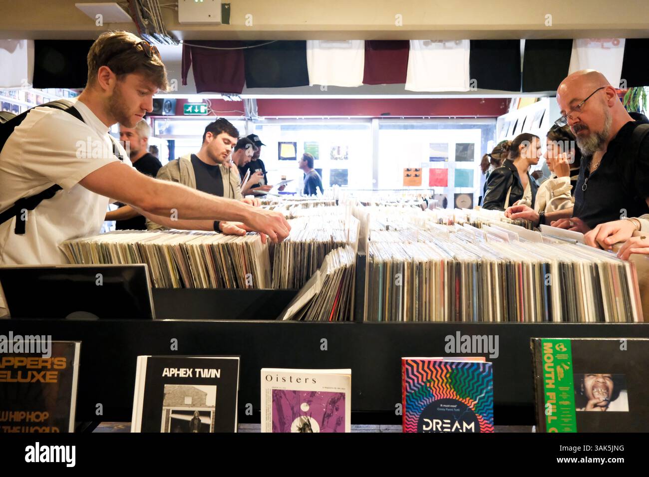 Soho, London, UK. People queue and browse at Record Store Day 2025 in ...
