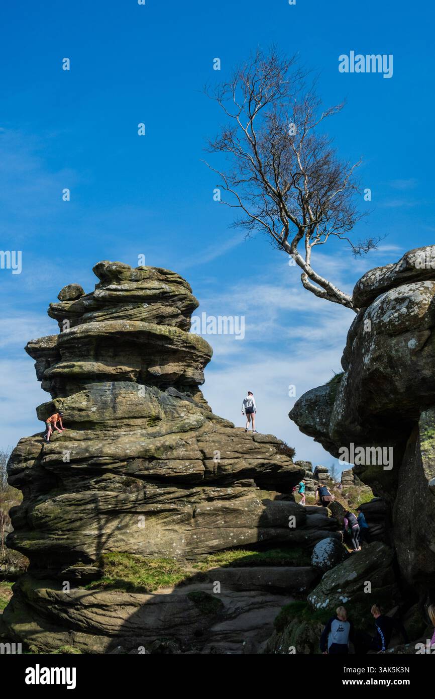 Yorkshire, UK. 12th Apr, 2025. Families enjoy climbing on the ...