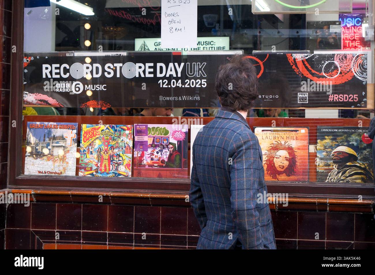 Soho, London, UK. People queue and browse at Record Store Day 2025 in ...
