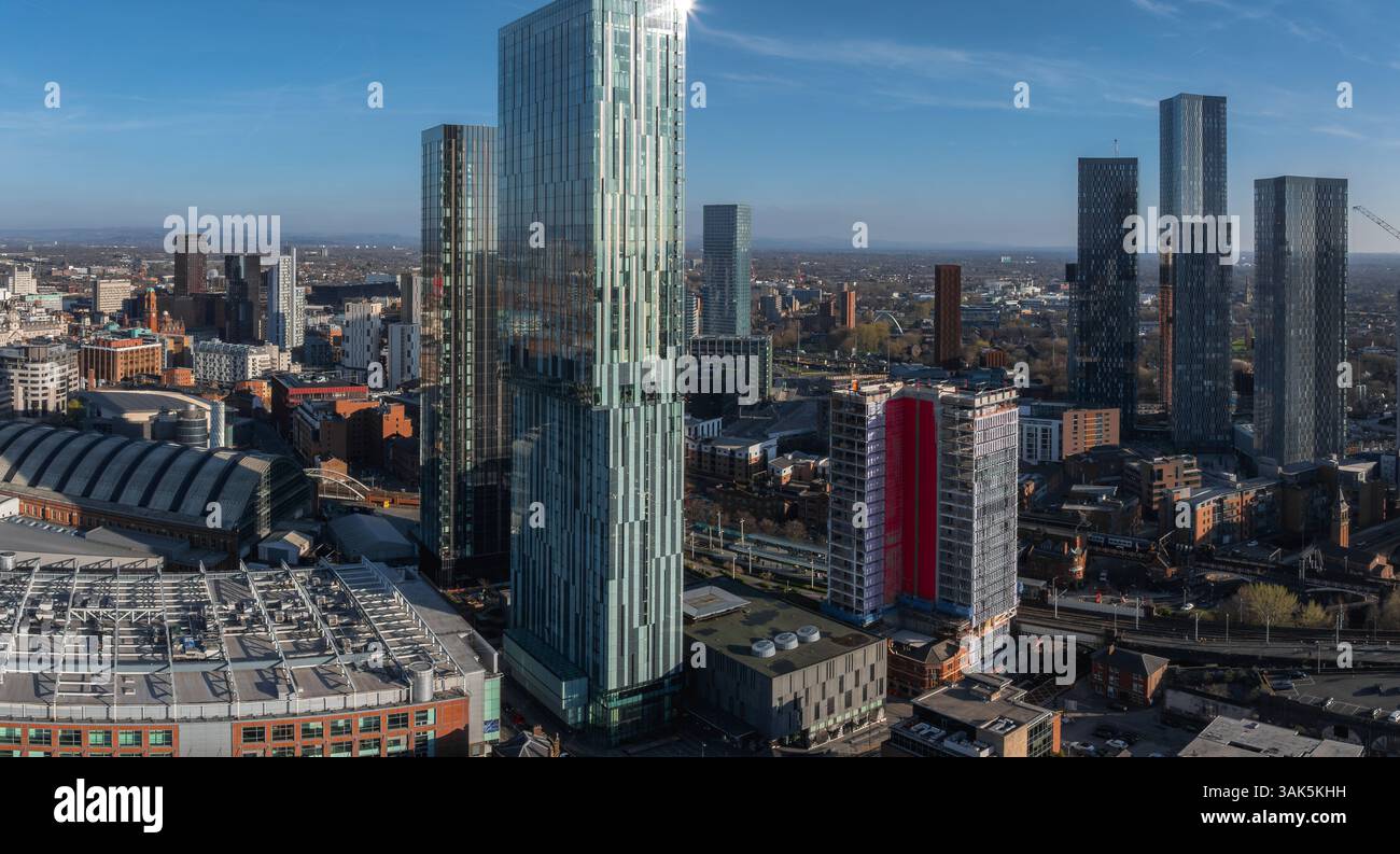 Aerial View of Manchester Featuring Beetham Tower and Cityscape Stock ...