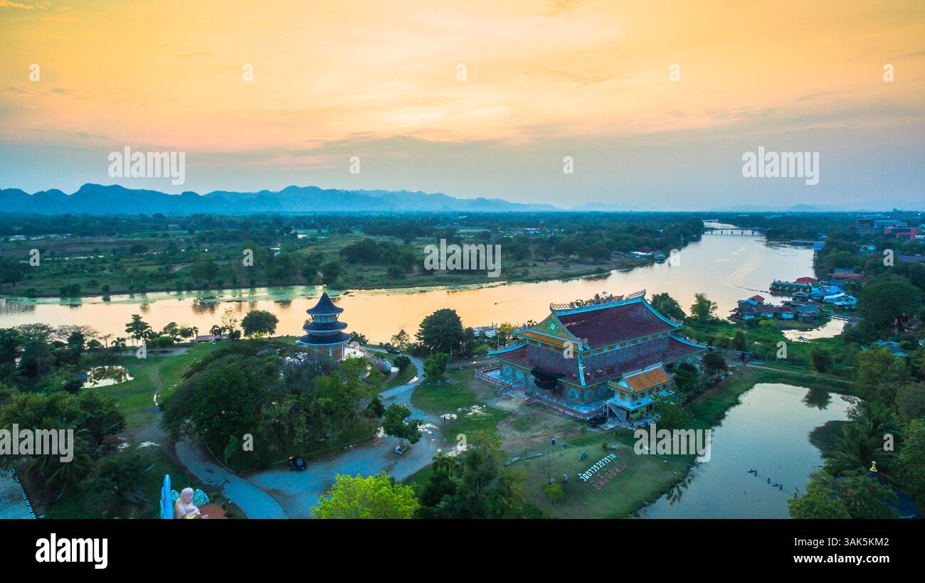 An aerial view showcasing a large, beautifully designed riverside ...