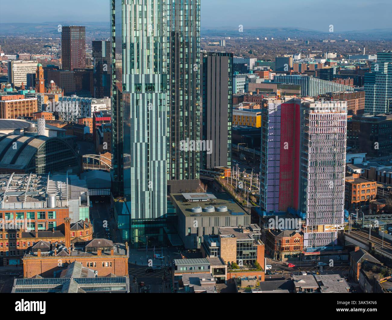 Aerial View of Manchester Skyline with Skyscrapers and Urban Landscape ...