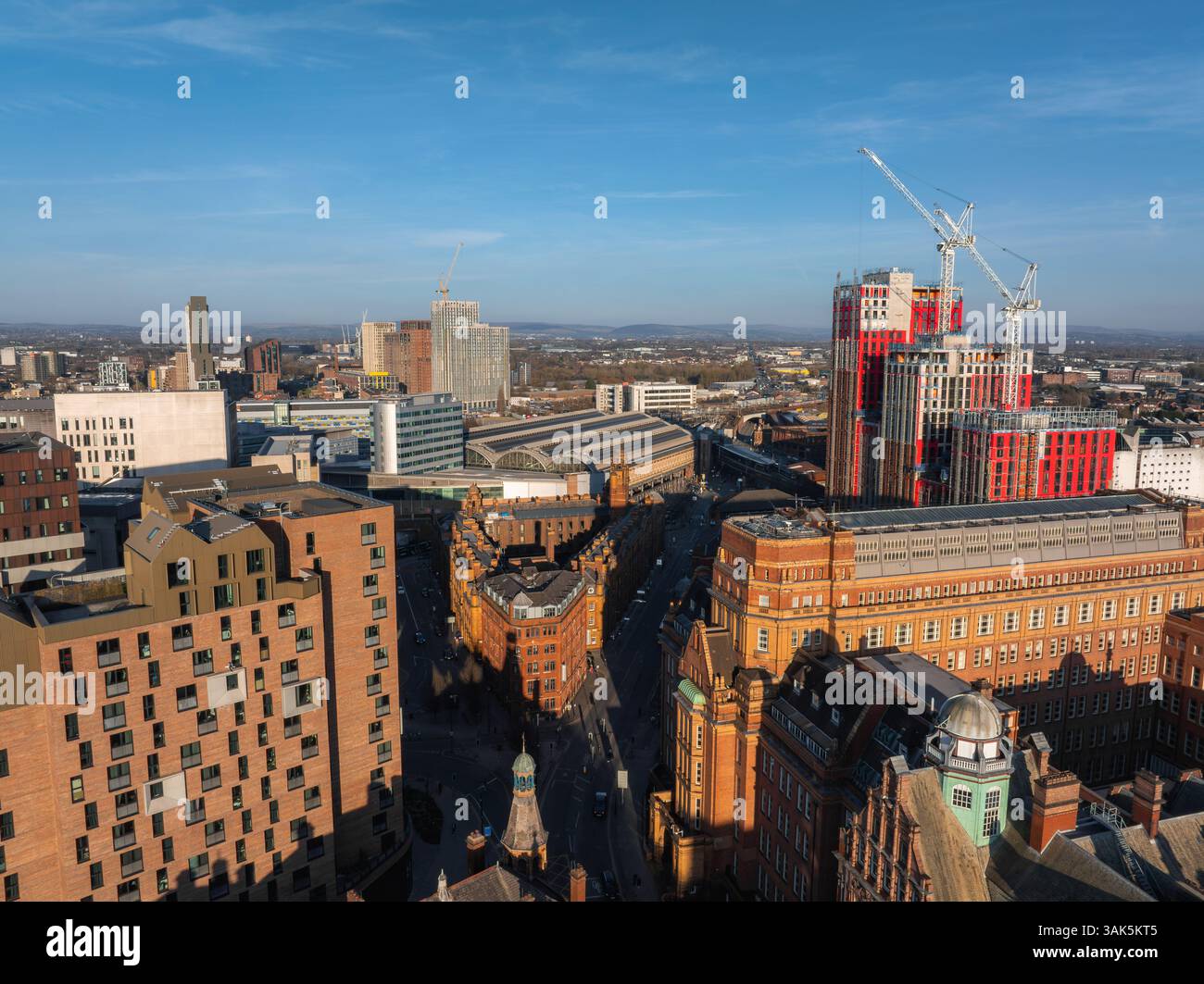 Aerial View of Manchester, UK, Featuring Skyscrapers and Landmarks ...