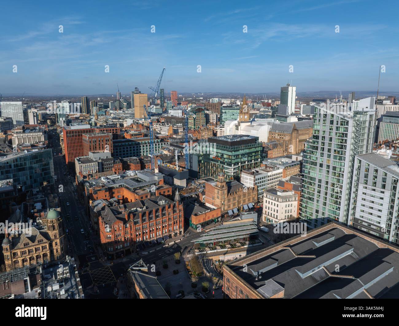 Aerial View of Manchester, UK, Featuring Skyscrapers and City Center ...