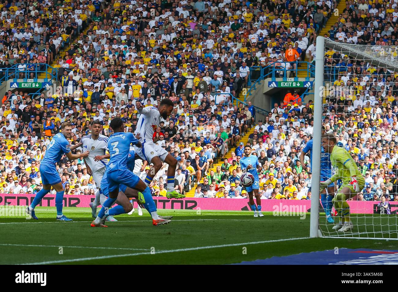 Leeds, UK. 12th Apr, 2025. Jayden Bogle of Leeds United scores a GOAL 2 ...