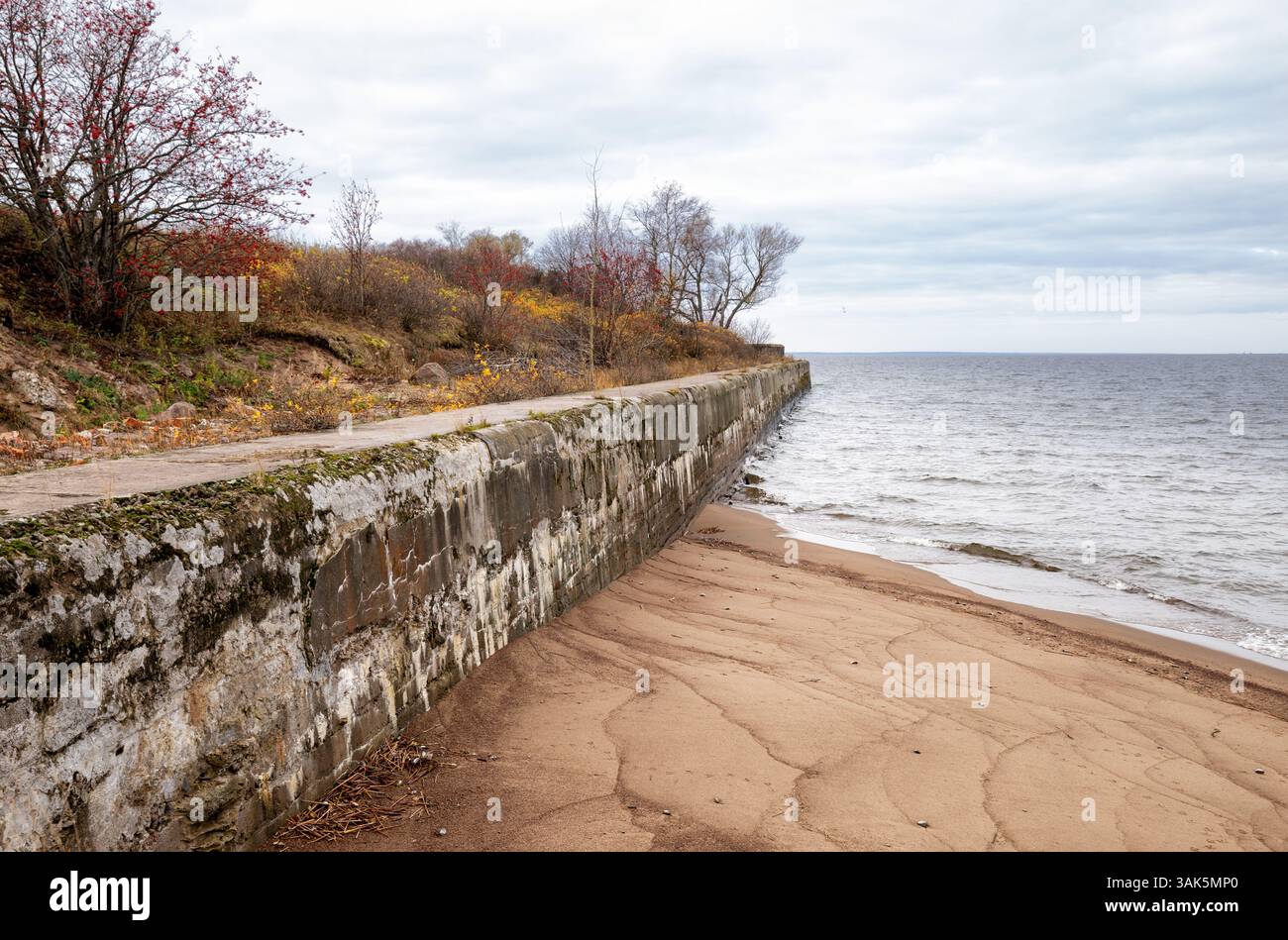 Fortified shore wall of Fort Rif on Kotlin Island, Kronstadt Stock ...