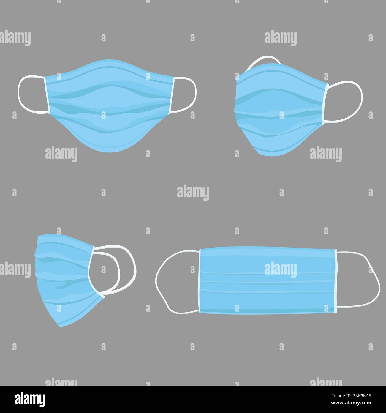 Surgical face mask vector illustration blue medical protective masks ...