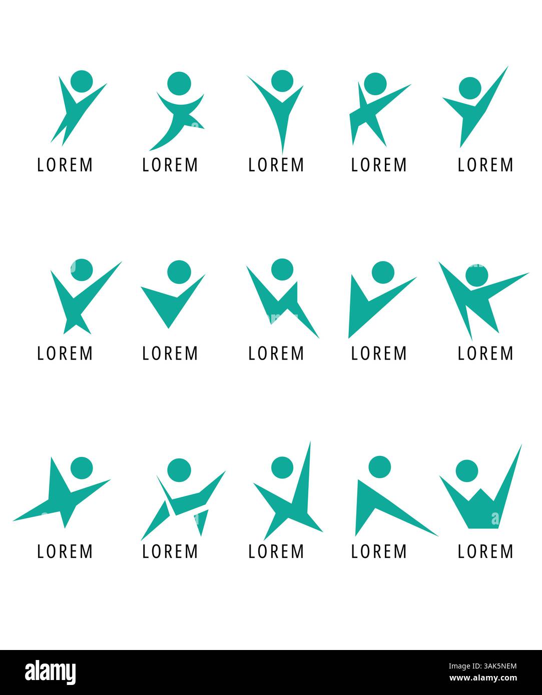 Set of human figure logo, Abstract people logo set, abstract happy ...