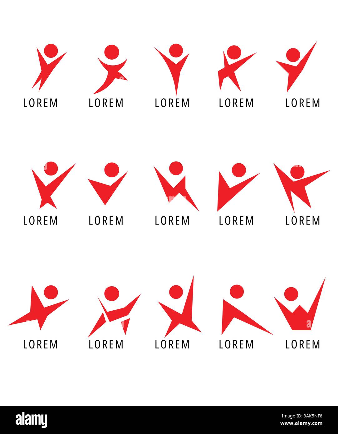 Set of human figure logo, Abstract people logo set, abstract happy ...