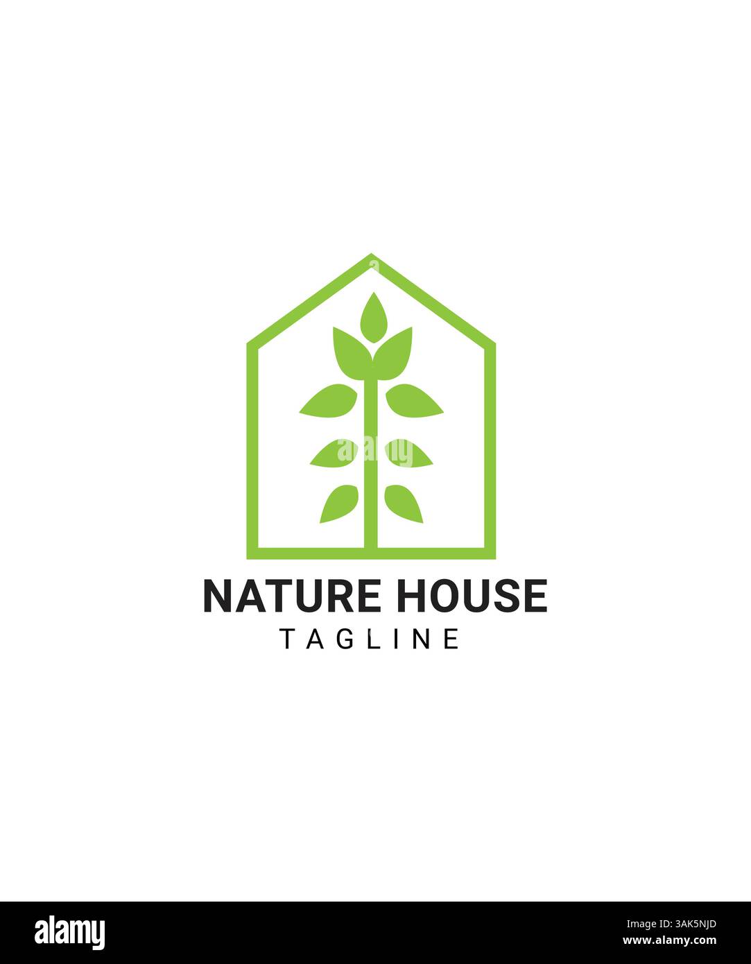 creative green house logo, abstract leaf house logo, nature outline ...