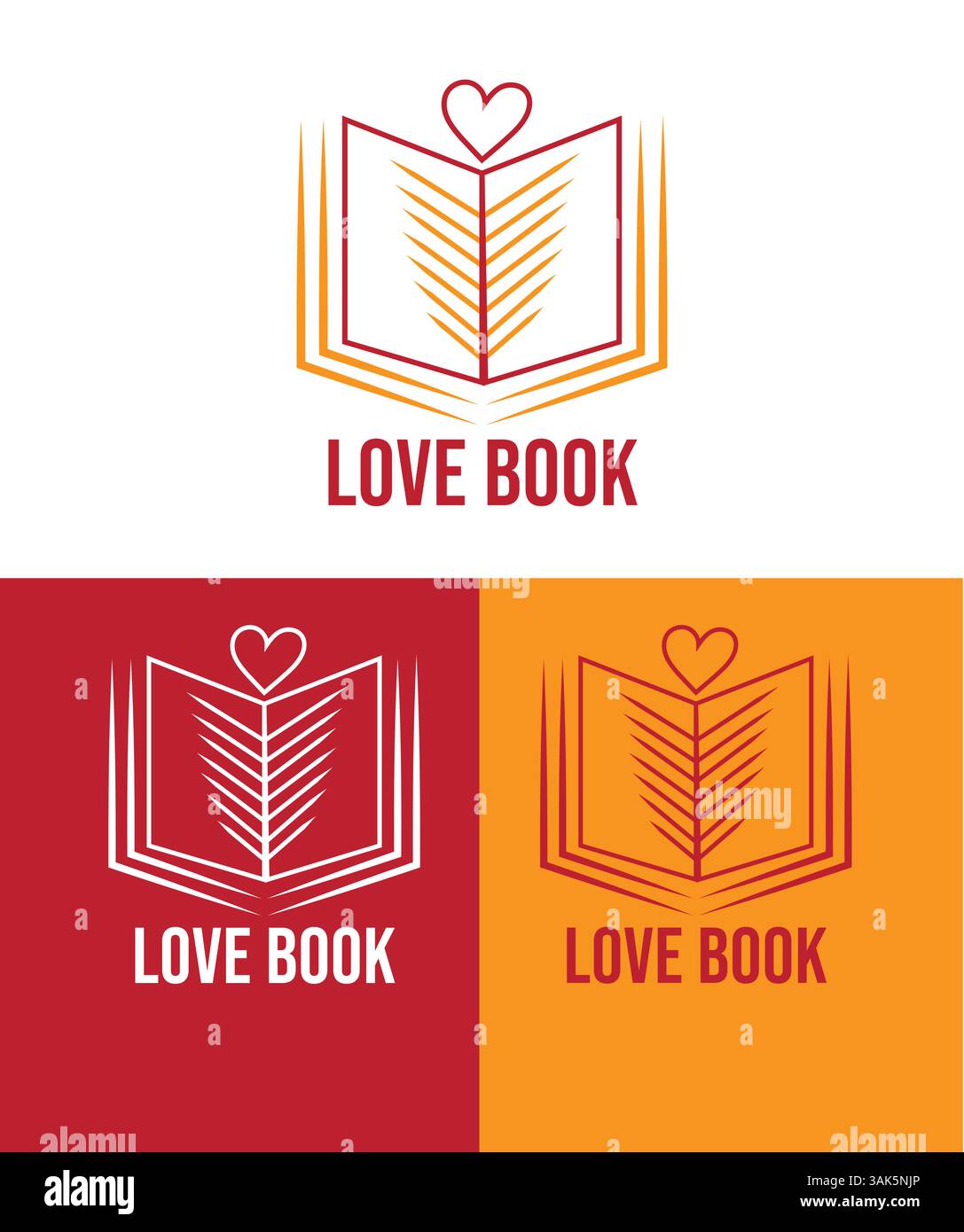 Love book logo design vector, open love book logo illustration Stock ...