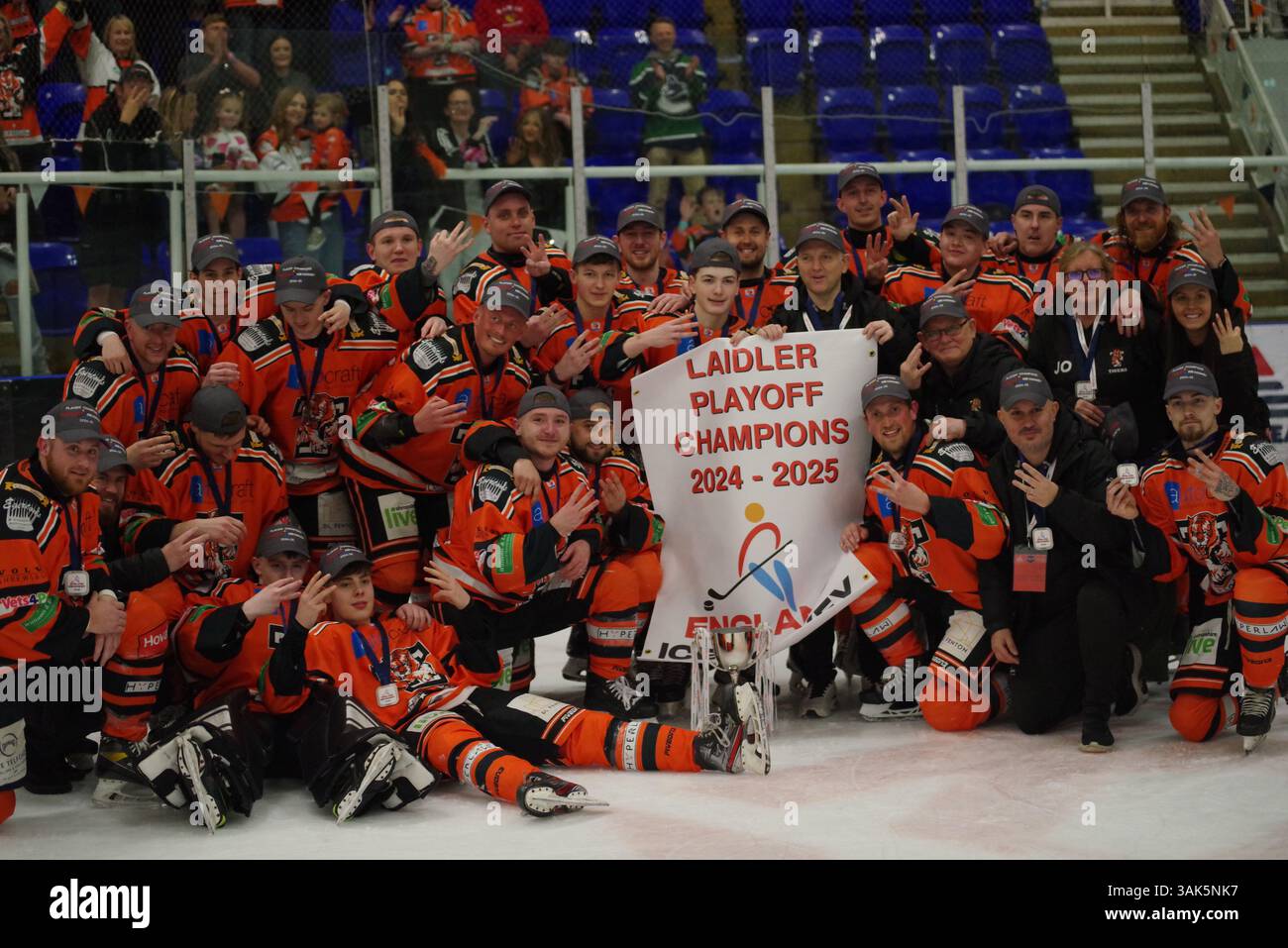 Sheffield, England, 12 April 2025. Presentation of the cup and medals ...