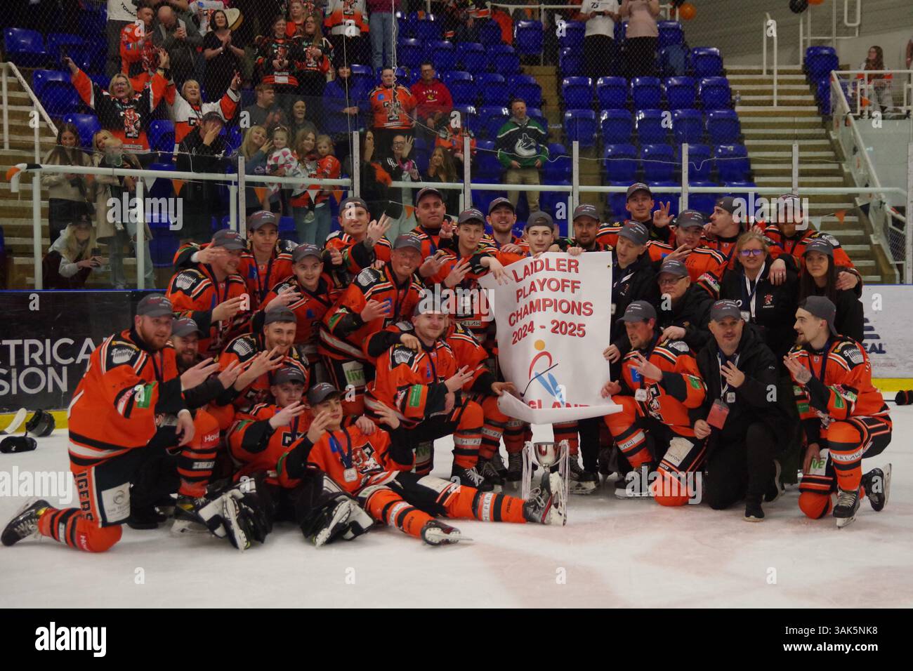 Sheffield, England, 12 April 2025. Presentation of the cup and medals ...