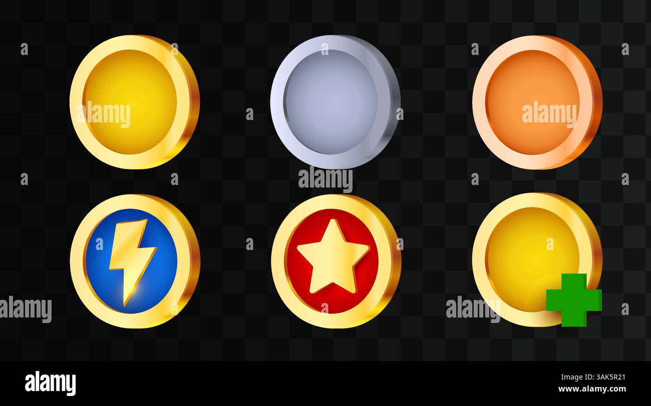 Coin icons set for game development. Money or prize concept. Vector ...