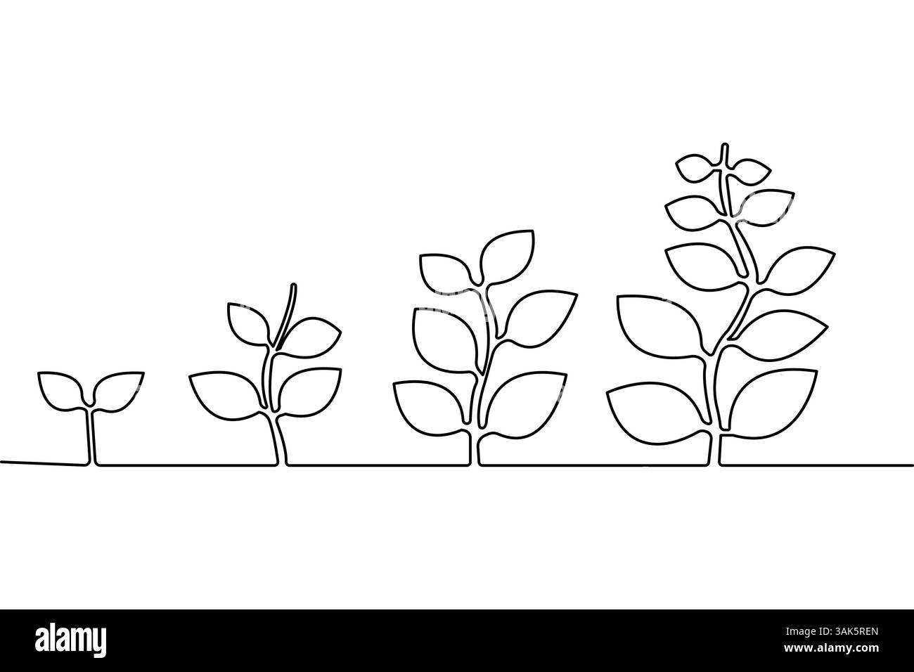 Continuous one line seed with plane with black and white vector icon ...