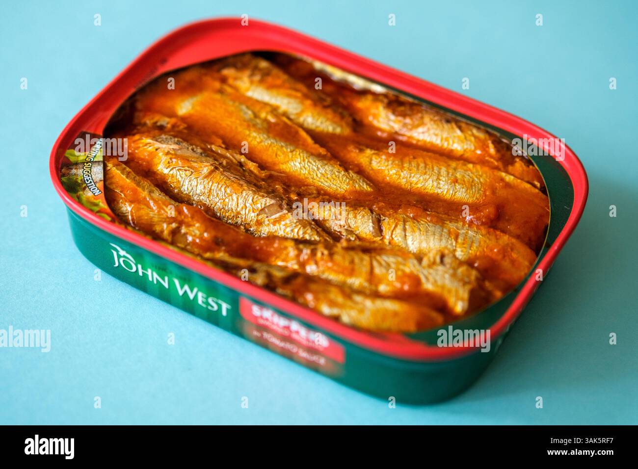 London UK, April 12 2025, Tin Of John West Skippers Fish In Tomato ...