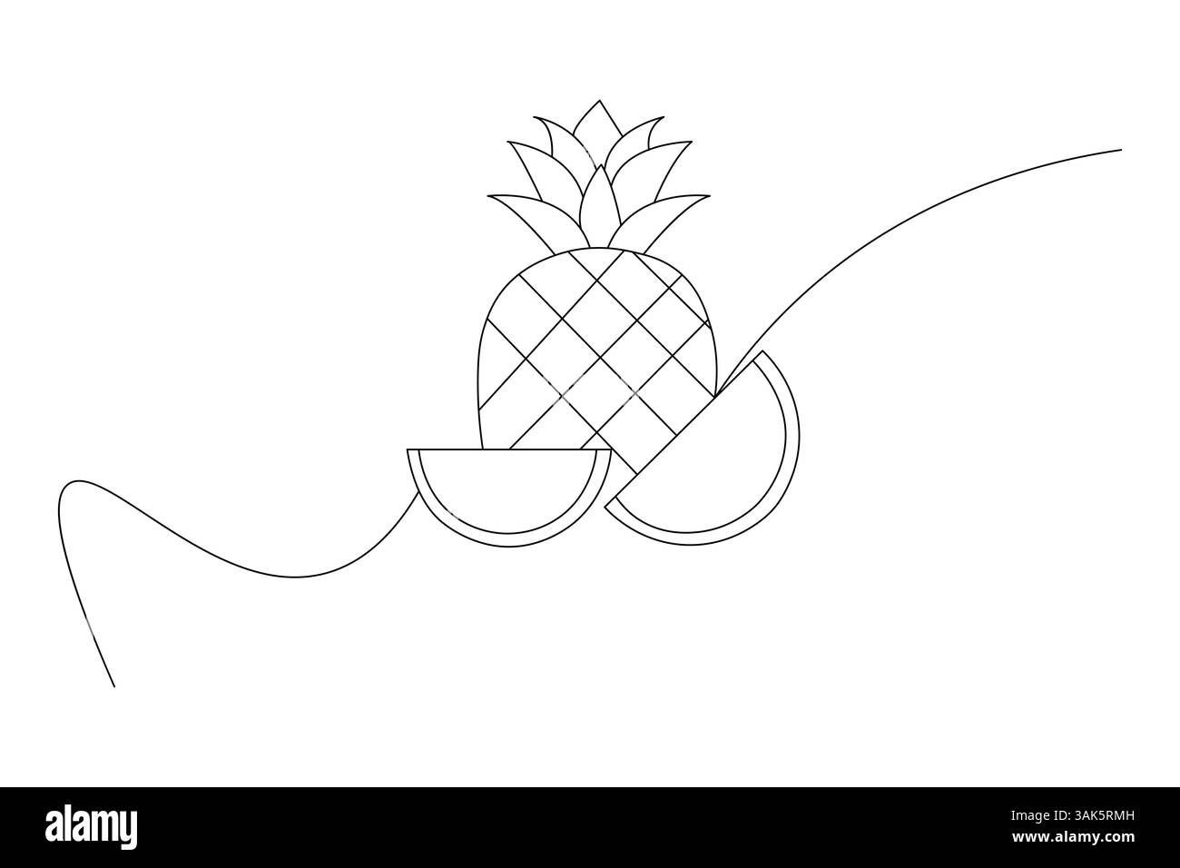 Pineapple continuous single line art and isolated outline vector Stock ...