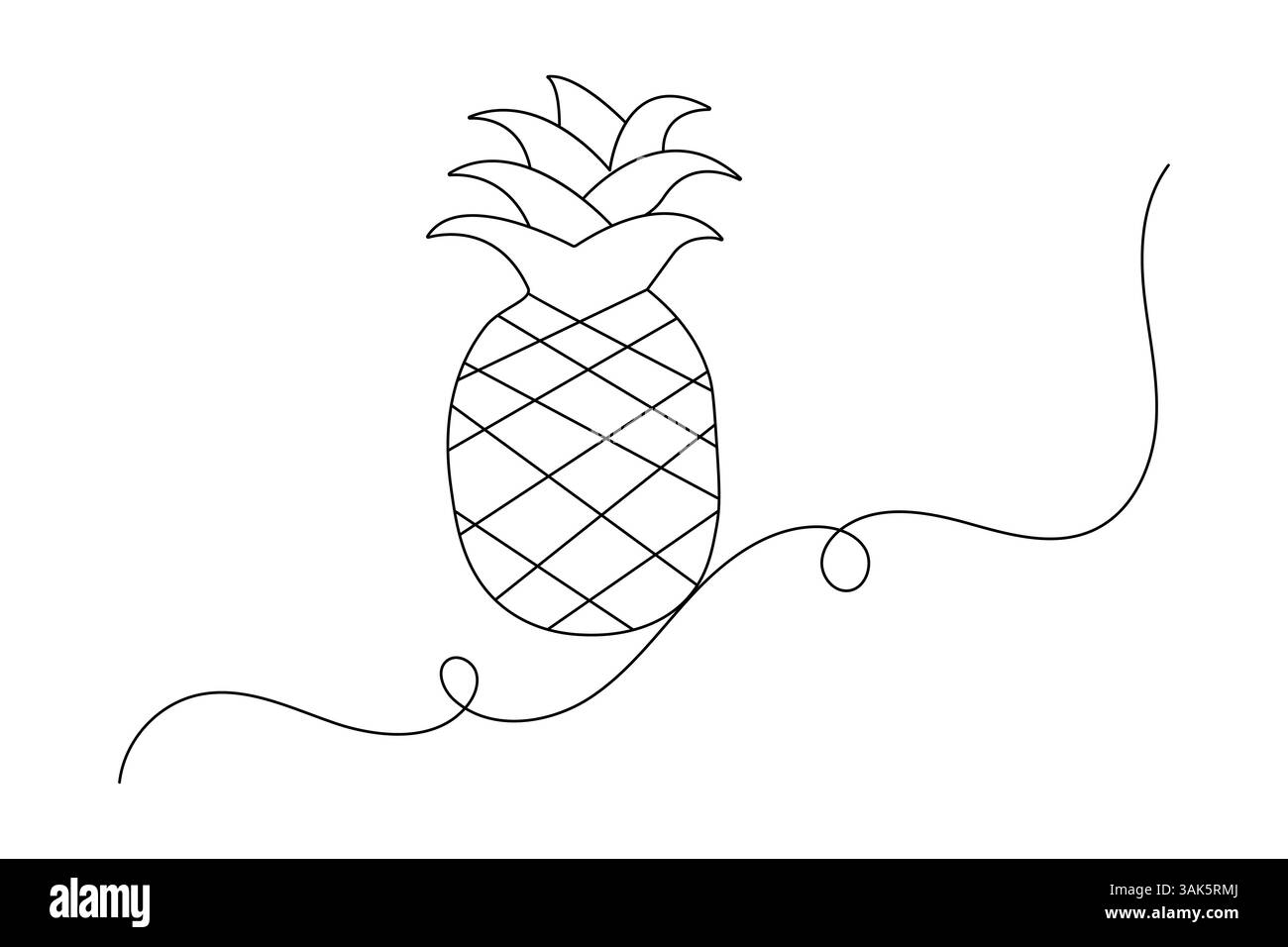 Pineapple continuous single line art and isolated outline vector Stock ...