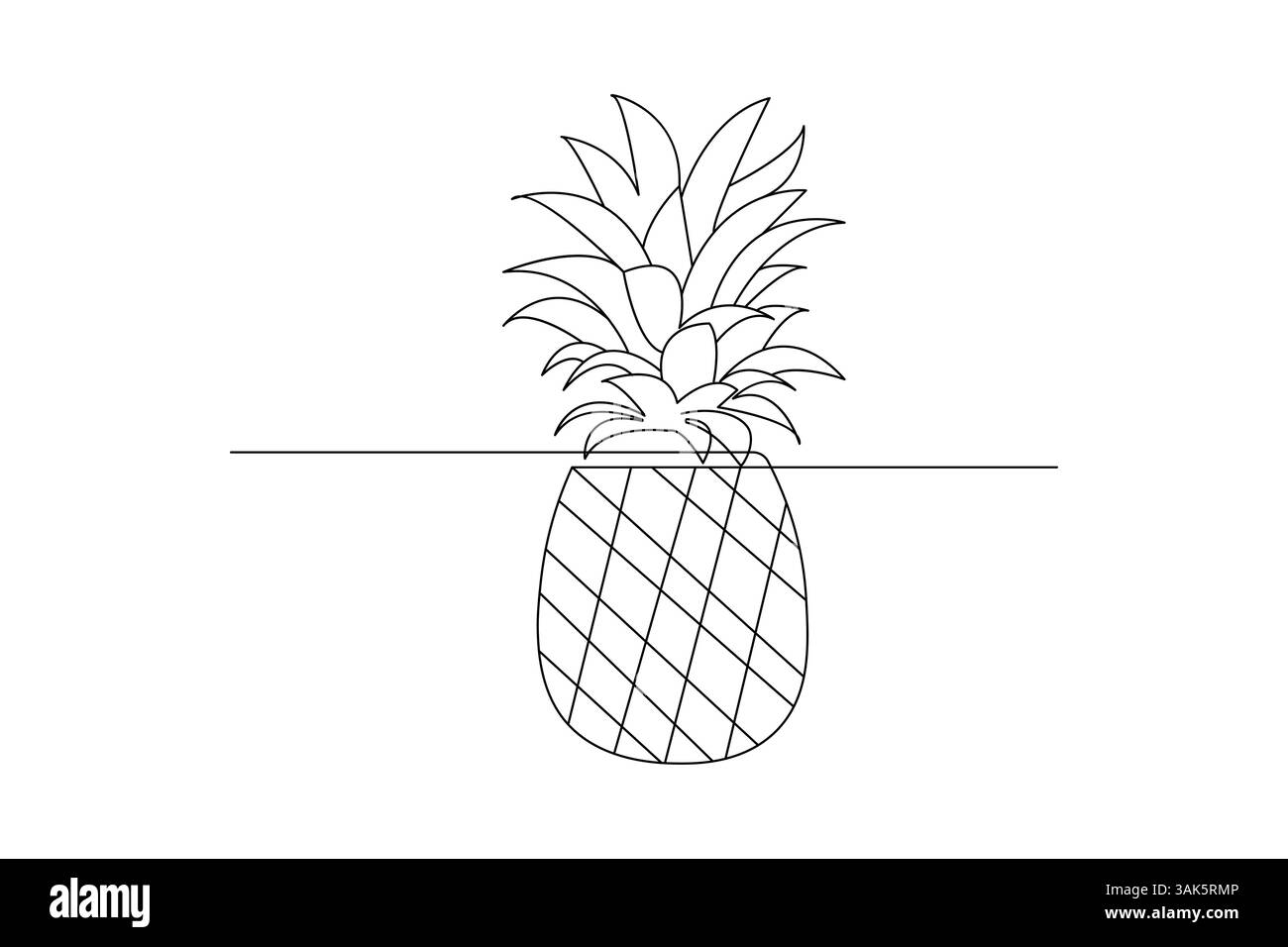 Pineapple continuous single line art and isolated outline vector Stock ...