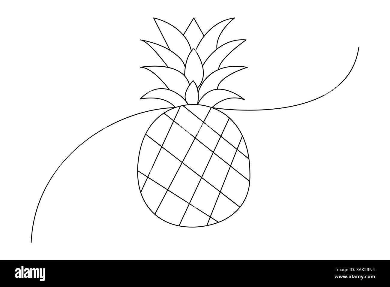 Pineapple continuous single line art and isolated outline vector Stock ...