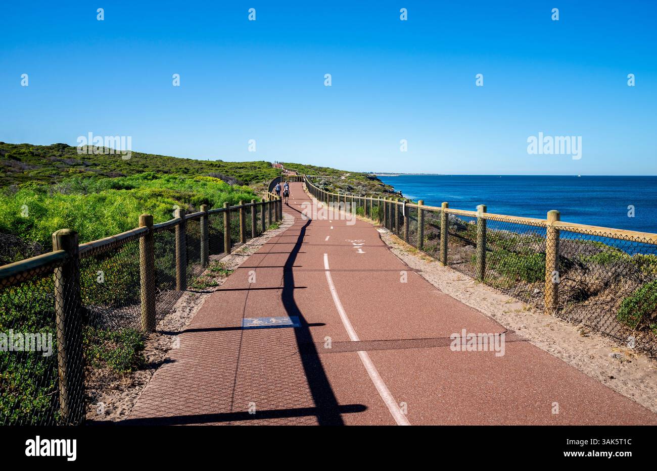 Scenic Coastal Pathway Alongside Ocean and Green Landscape Under Clear ...