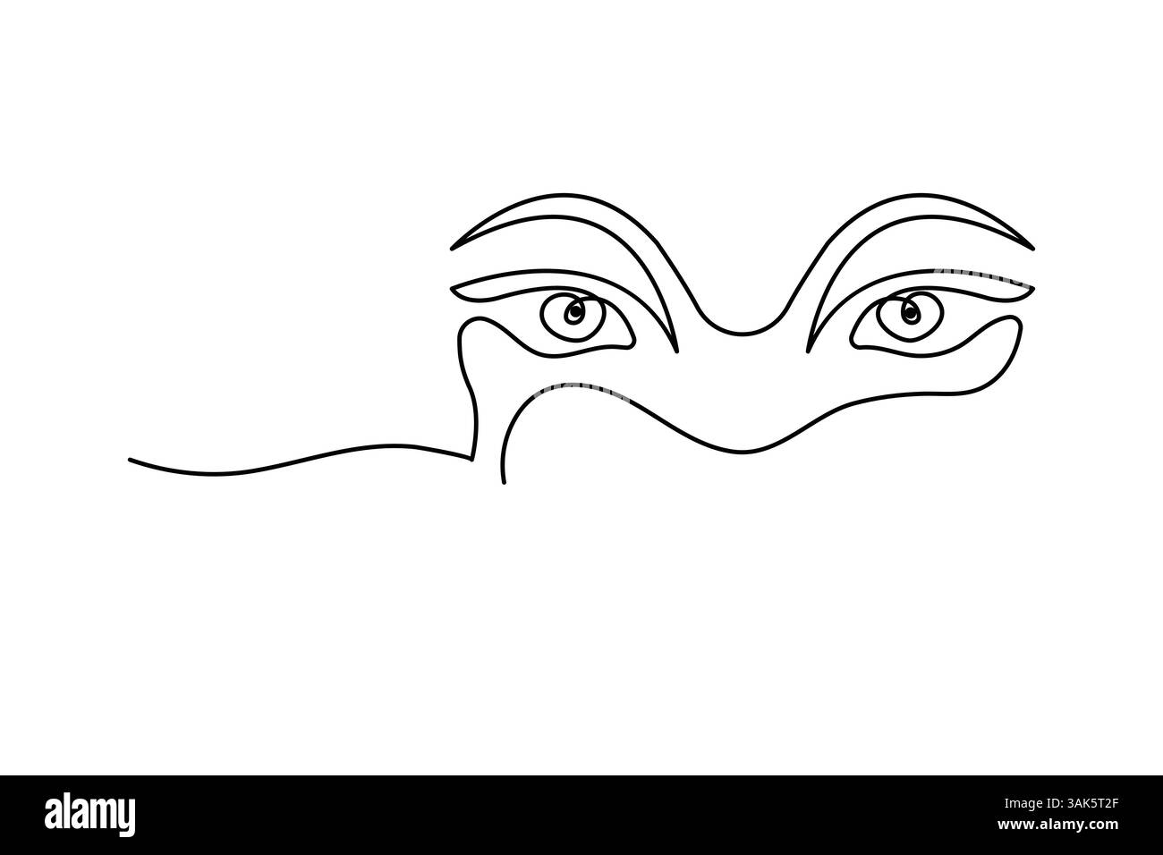 Continuous one line eye drawing of Hand drawn outline isolated vector ...