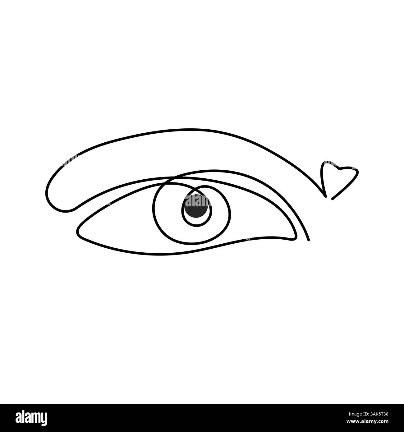 Continuous one line eye drawing of Hand drawn outline isolated vector ...
