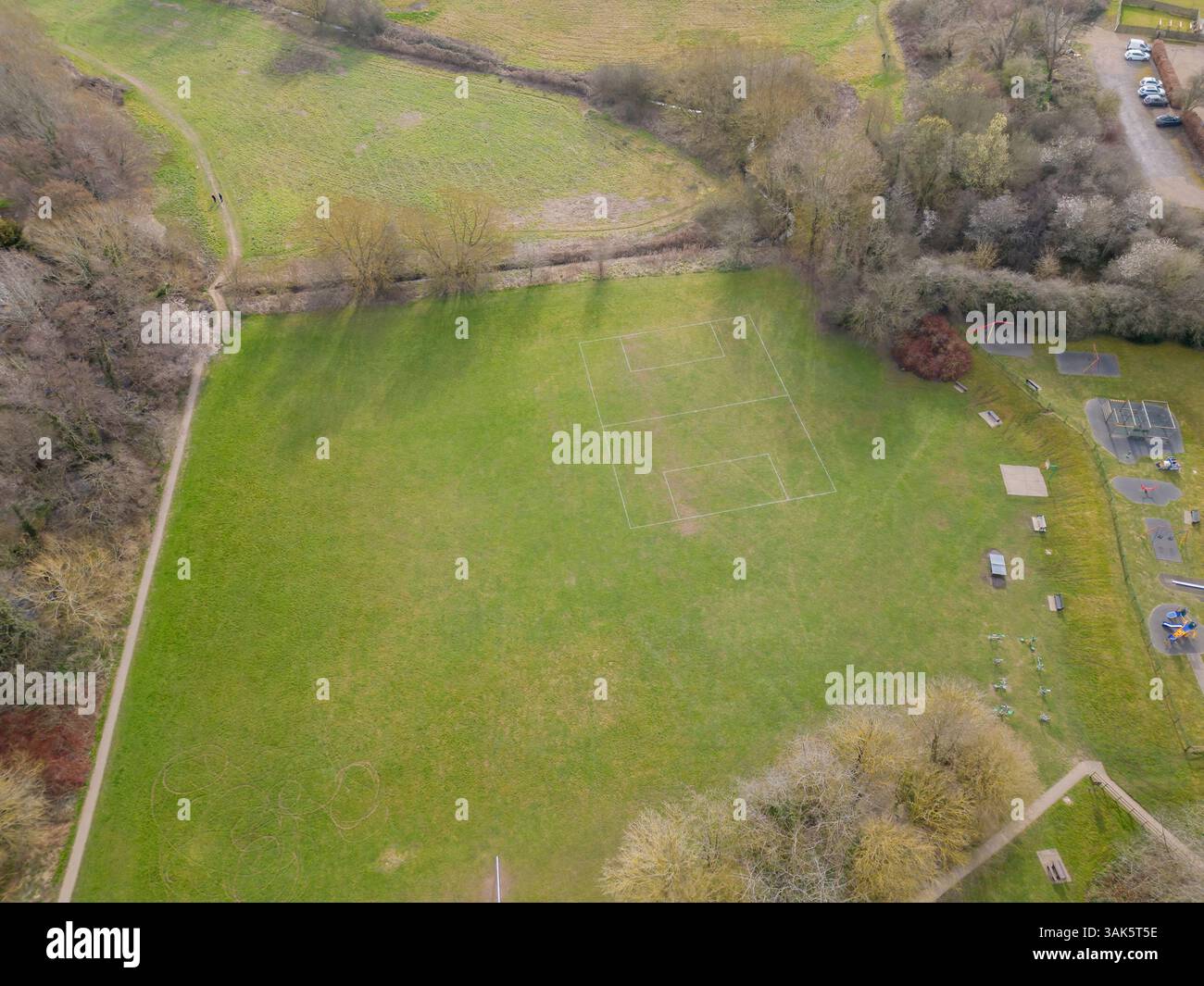 aerial view of thesports pitches in mallards way park in maidstone kent ...