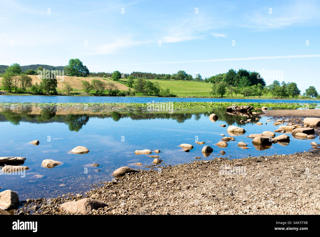 Scenic Lake Landscape with Stock Photo - Alamy