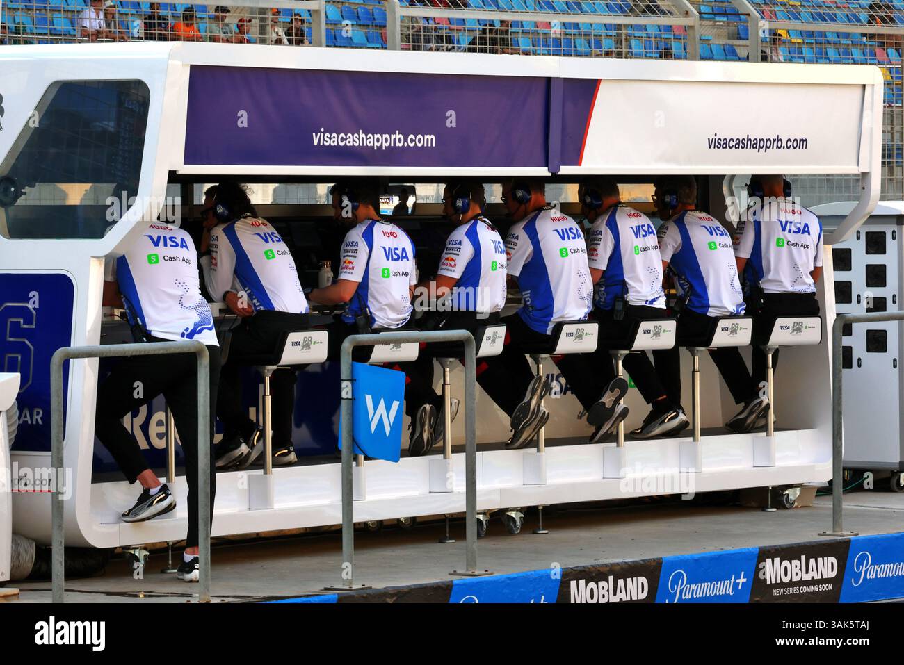 Sakhir, Bahrain. 12th Apr, 2025. Racing Bulls pit gantry. 12.04.2025 ...