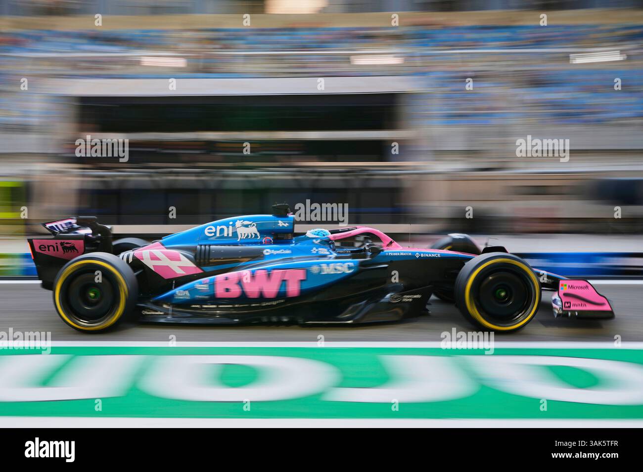 Alpine driver Pierre Gasly of France leaves the pit lane during the ...