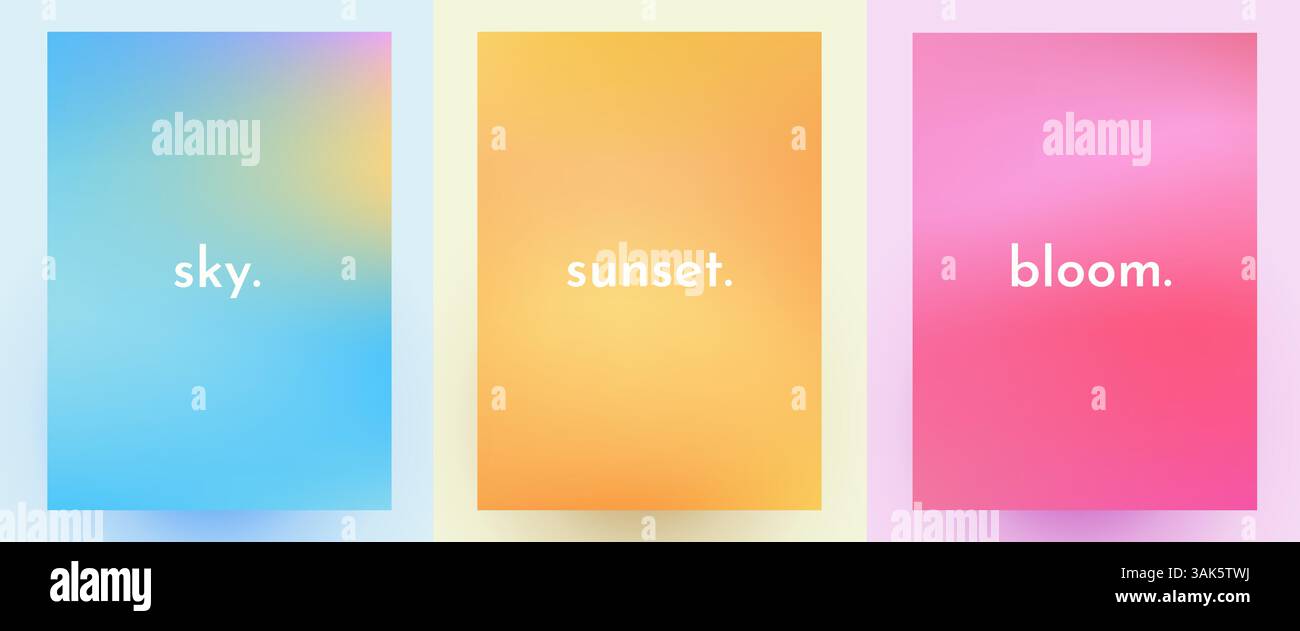 Color sky gradient background set. Abstract pastel rainbow pattern ...