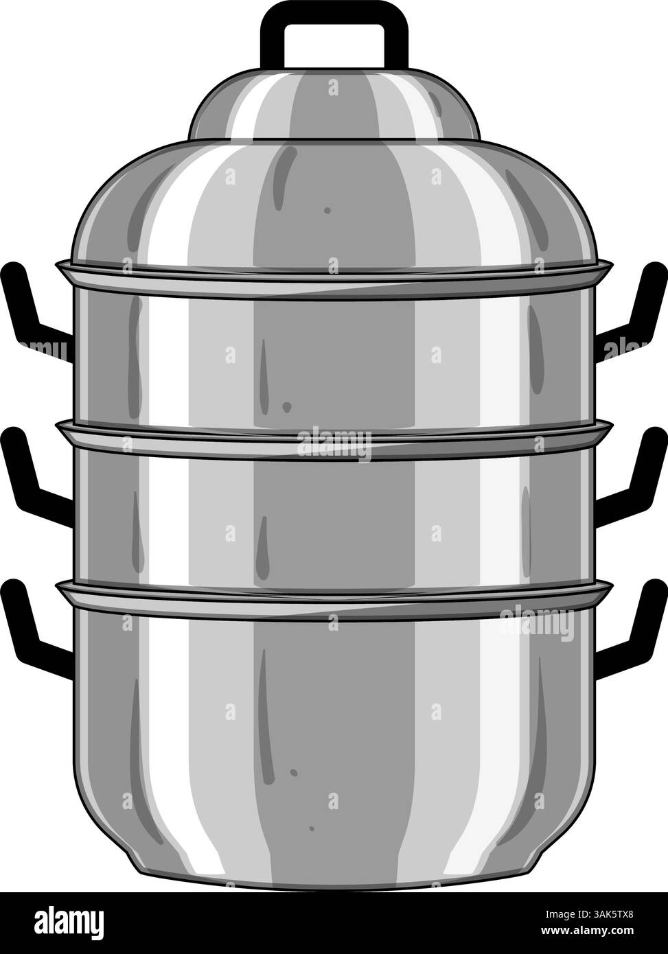 bamboo steamer pot cartoon vector illustration Stock Vector Image & Art ...