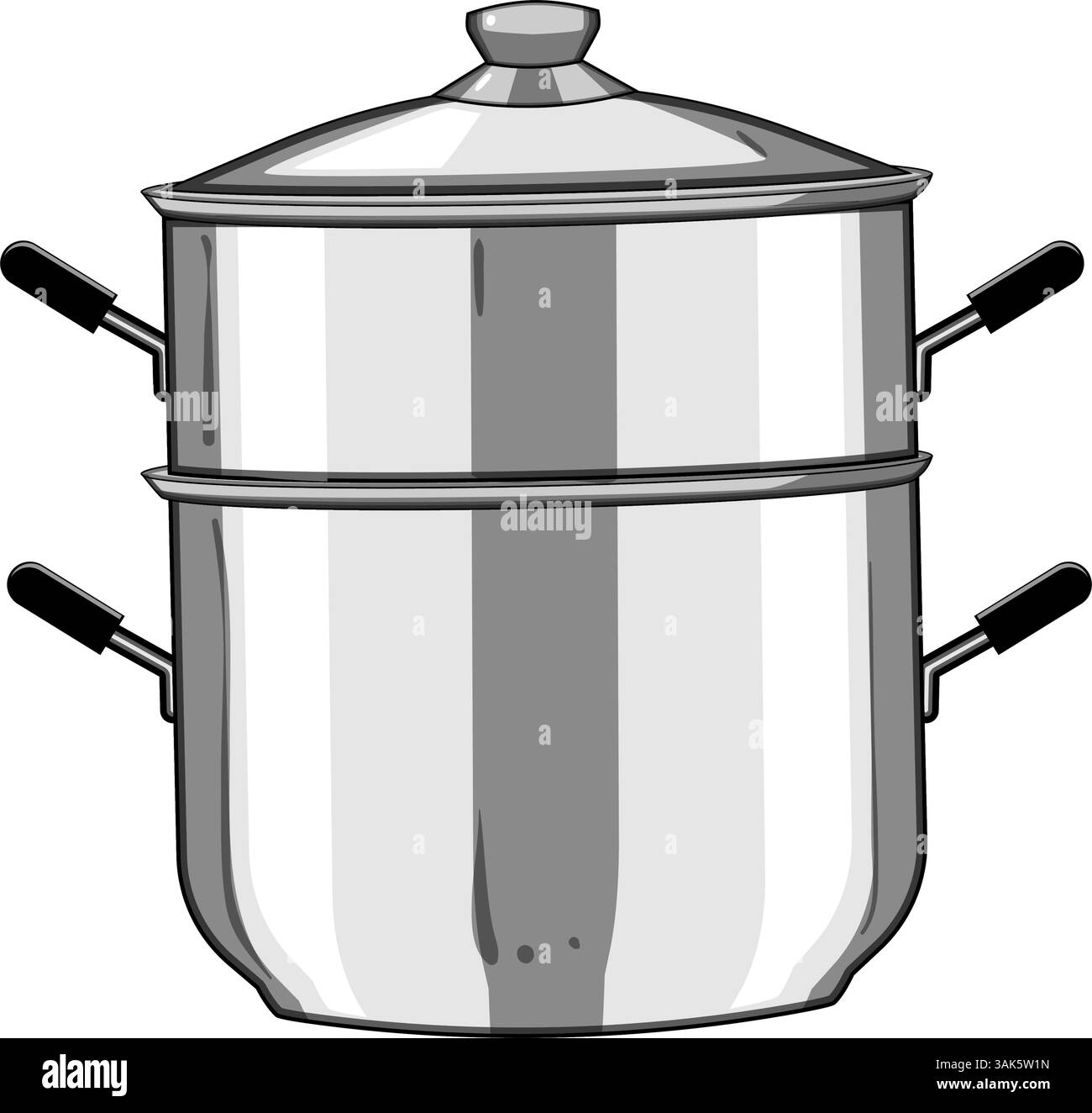 stainless steamer pot cartoon vector illustration Stock Vector Image ...