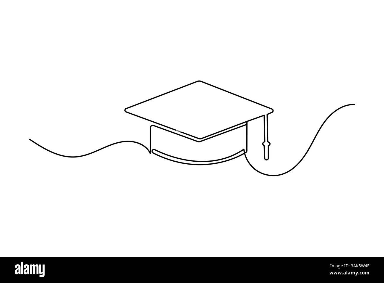 Continuous one line drawing of graduation cap abstract outline vector ...