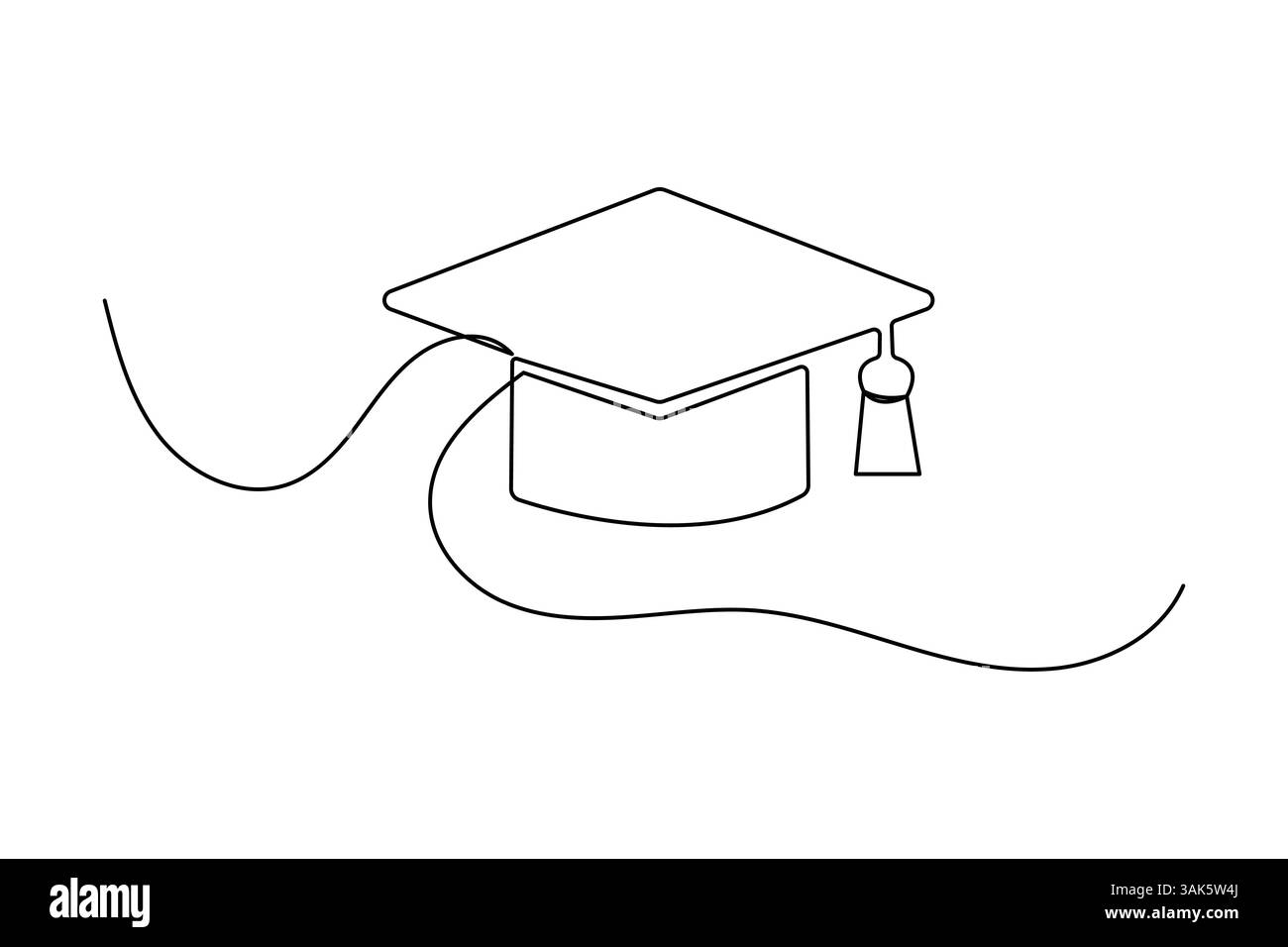 Continuous one line drawing of graduation cap abstract outline vector ...